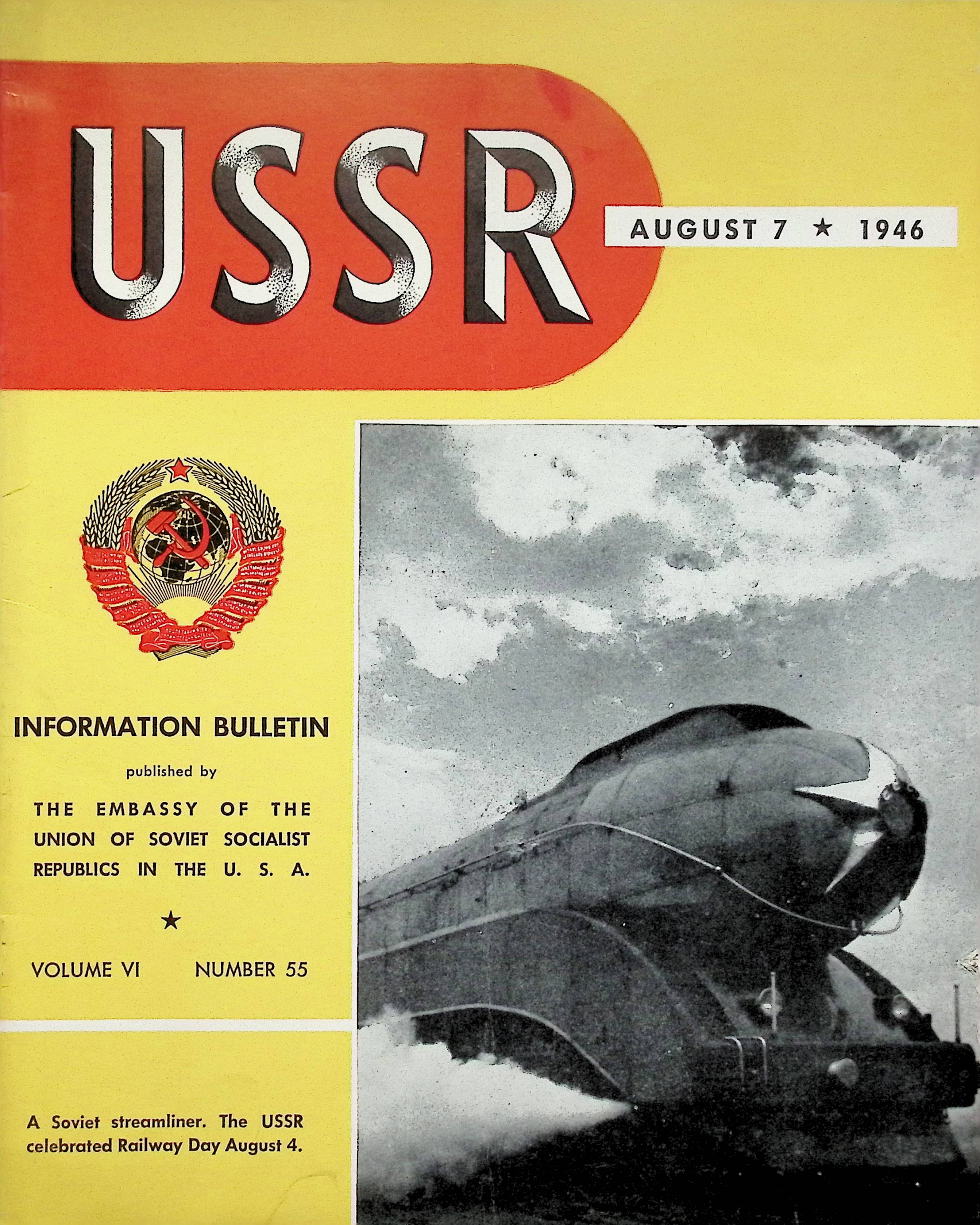 USSR Information Bulletin August 7 1946 - Railway Day – Lady Izdihar